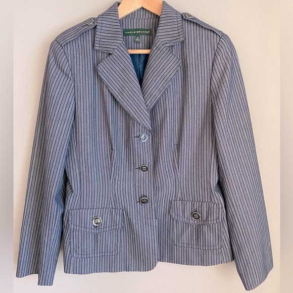 Harve Benard | Jackets & Coats | Harve Benard Pinstripe Blue White ...